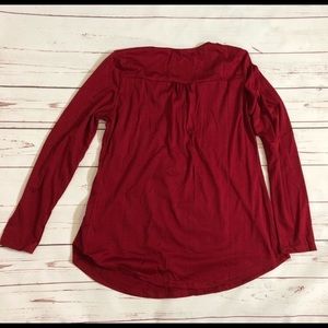 Tops | Deep Red Blouse With Brown Buttons And Flare Body | Poshmark
